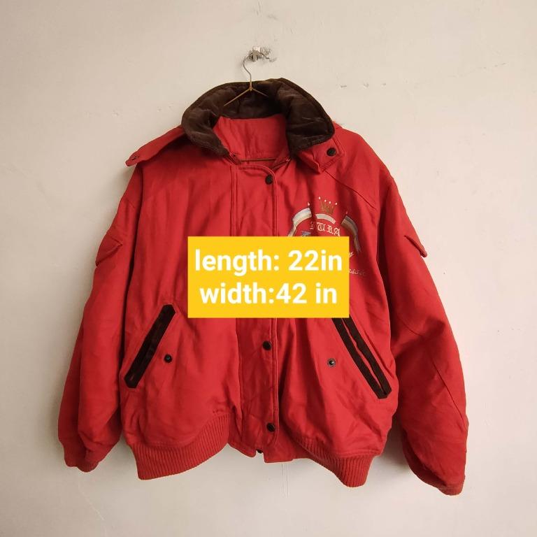 Red Emboidered Motor/Bomber Style with removable Hood Jacket Outer ...