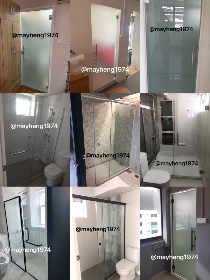 Tempered Glass Shower Screen for HDB and BTO, Furniture & Home Living ...