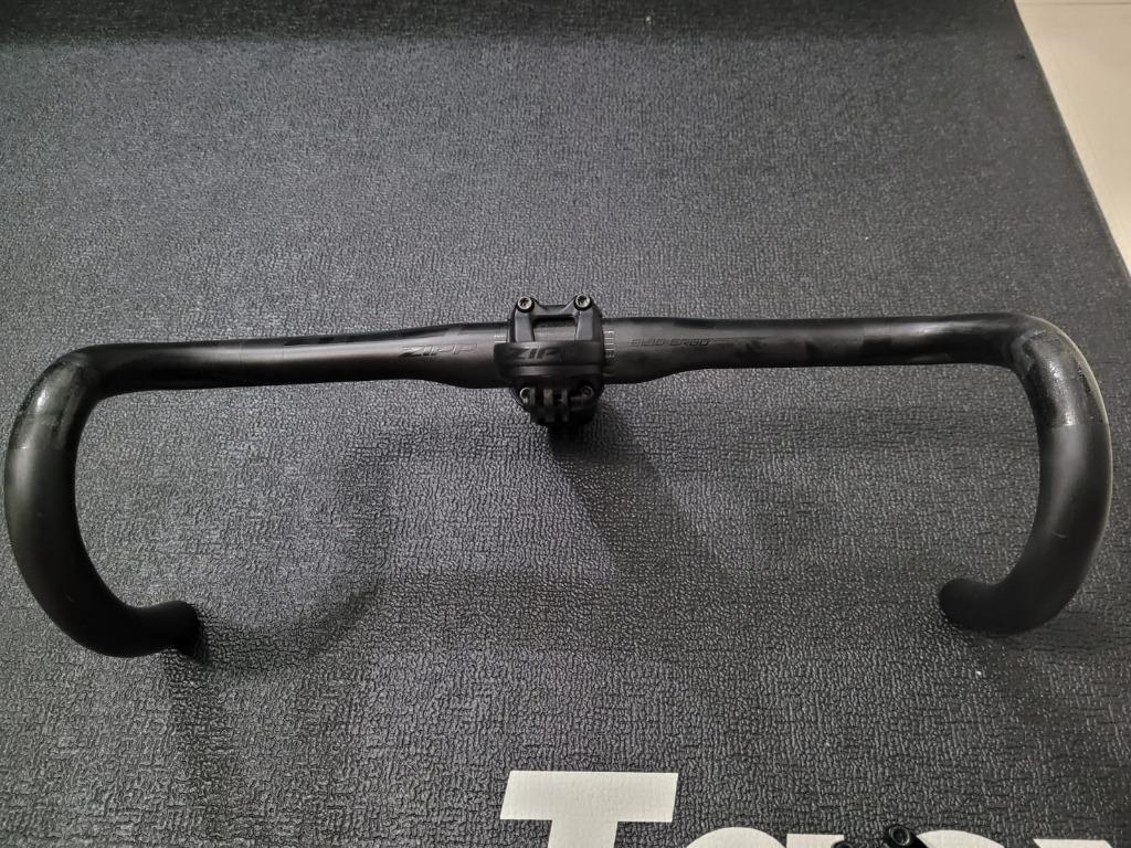 Zipp SL70 Ergo Carbon Handlebar + Zipp SL Speed Carbon Stem, Sports ...