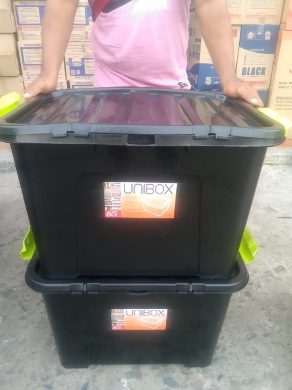 80 liters Unibox black storage box, Furniture & Home Living, Home ...