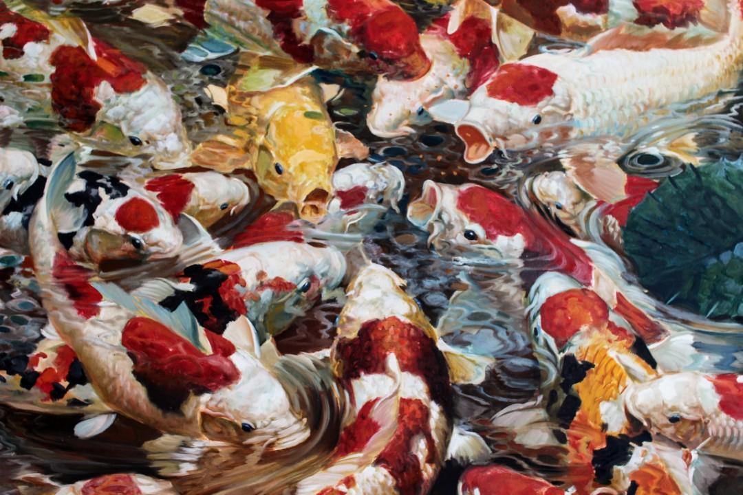 Rujiman Auspicious KOI oil painting ode to art, Hobbies & Toys ...