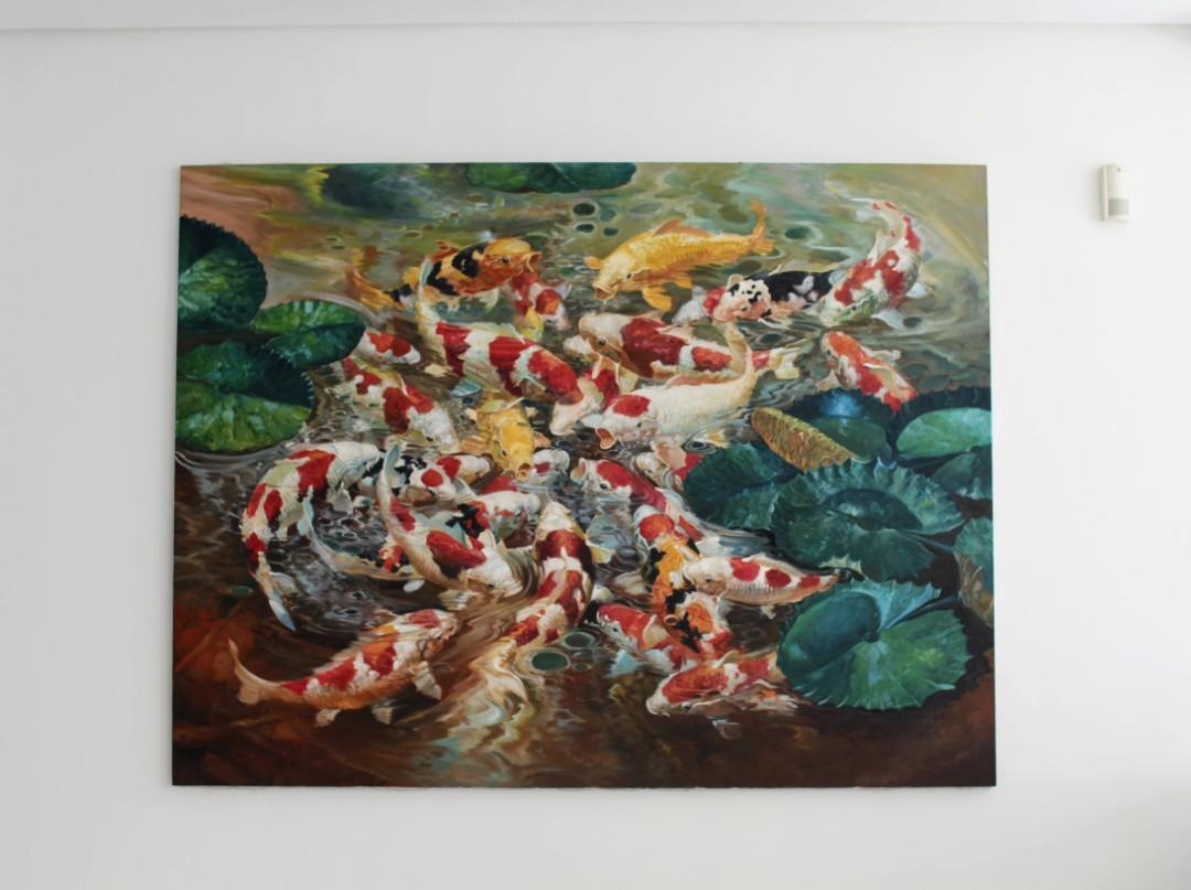 Rujiman Auspicious KOI oil painting ode to art, Hobbies & Toys ...