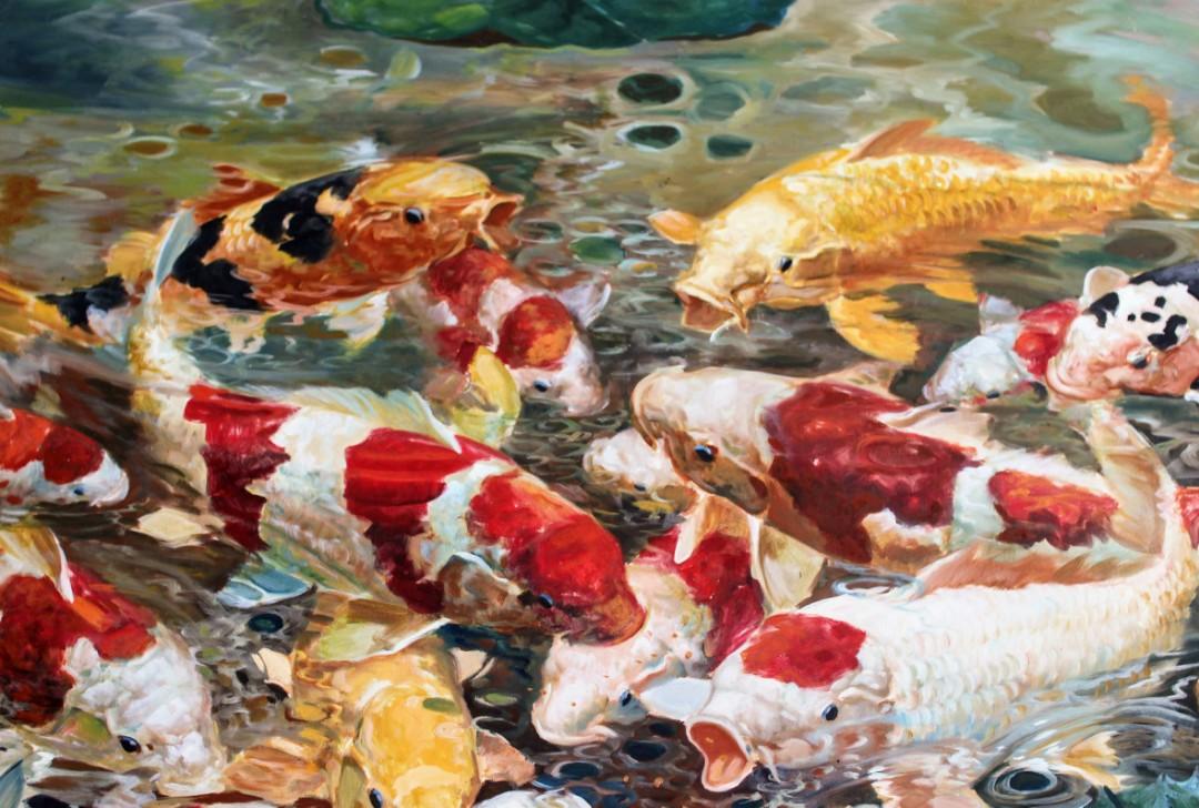 Rujiman Auspicious KOI oil painting ode to art, Hobbies & Toys ...