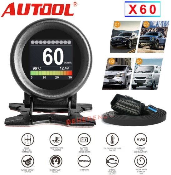 Autool OBD Smart Digital METER X60 Multi-Function Digital Meter Alarm ...