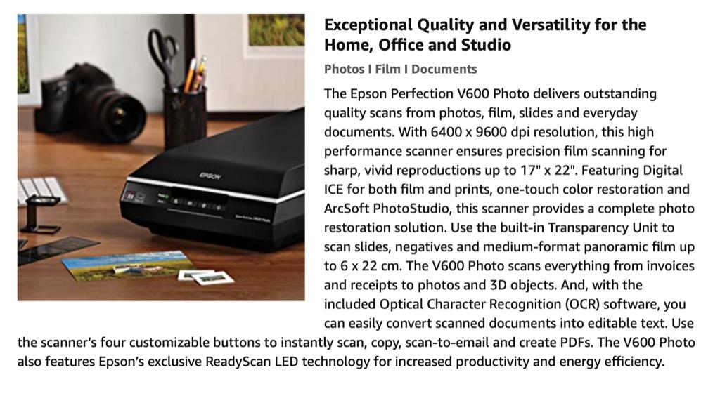 Epson Perfection V600 Color Photo, Image, Film, Negative & Document ...