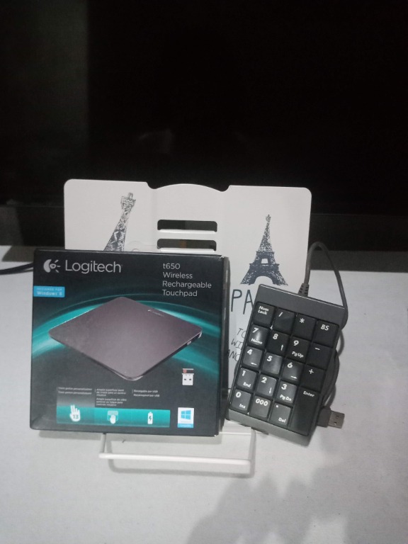 Logitech t650 Wireless Rechargeable touchpad and Fellows Numpad for ...