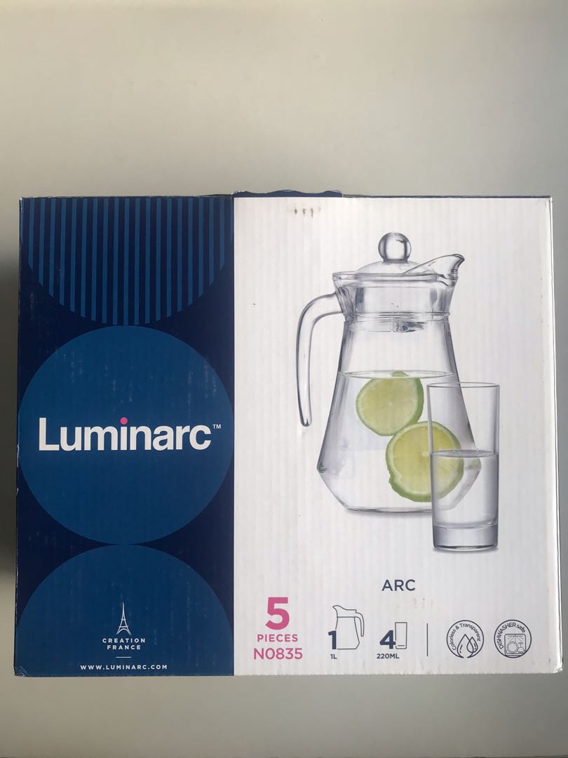 Luminarc Arc Jug/Drink Set, [Glass/Pitcher/Water], Furniture & Home ...