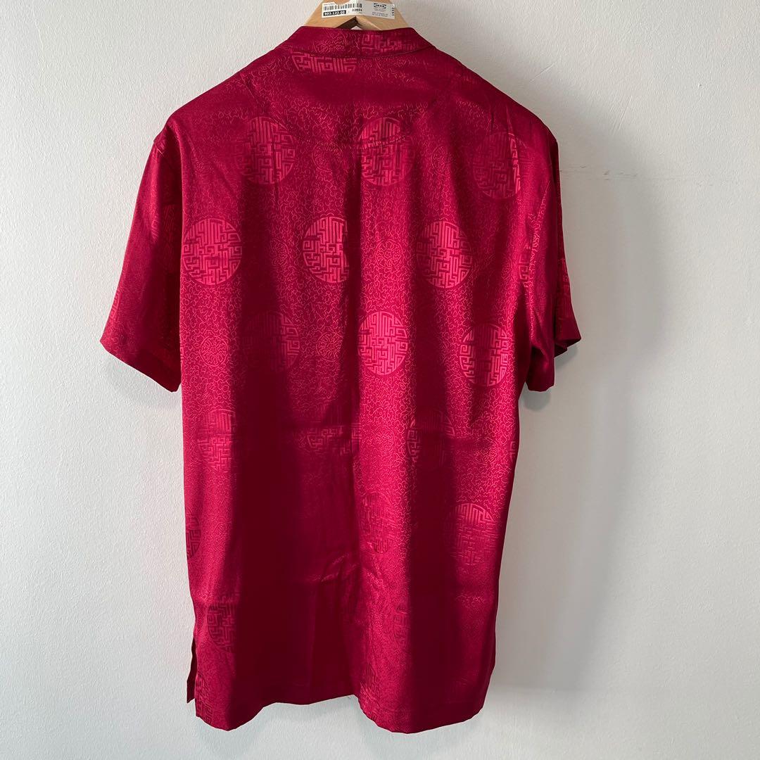Maroon Chinese collar Shirt, Men's Fashion, Tops & Sets, Tshirts & Polo ...
