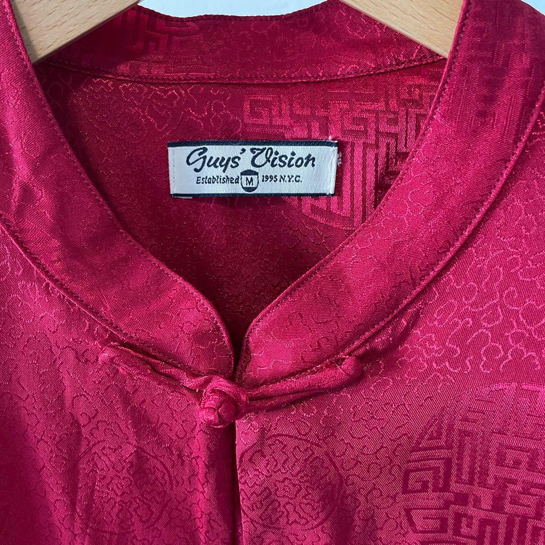 Maroon Chinese collar Shirt, Men's Fashion, Tops & Sets, Tshirts & Polo ...