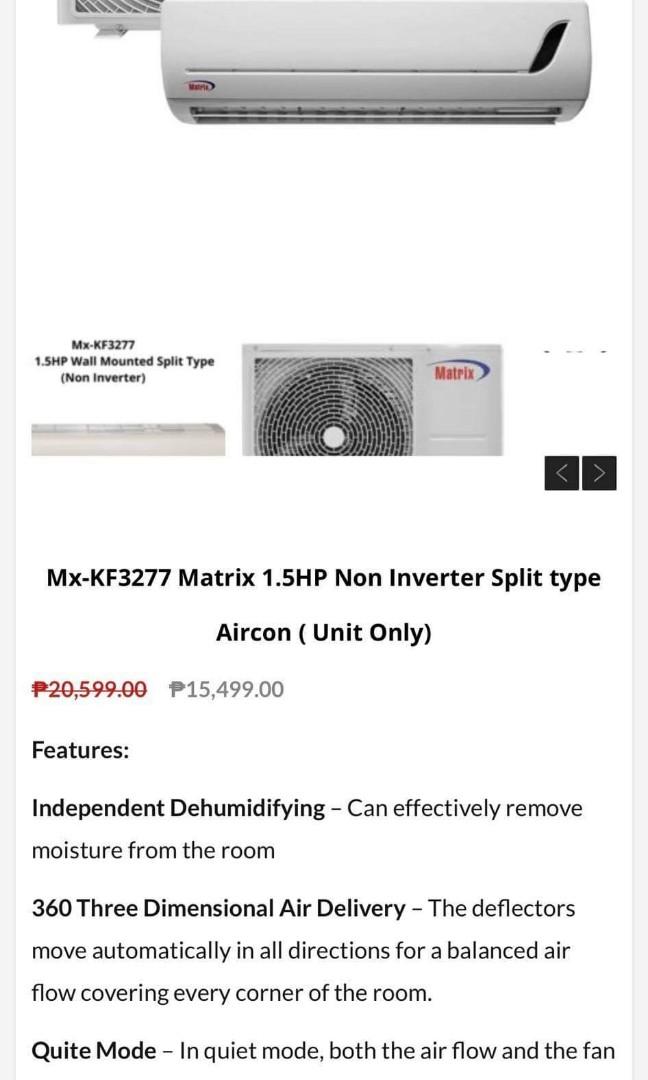 MATRIX air conditioner, TV & Home Appliances, Air Conditioning and ...