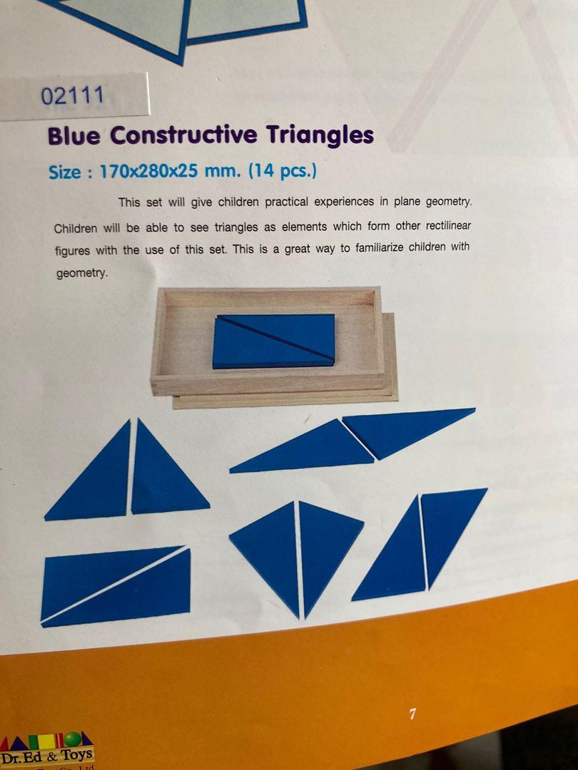 Montessori Blue Constructive Triangles, Hobbies & Toys, Stationery ...