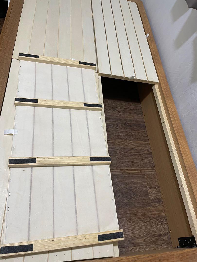 Muji Single Oak Bed + Storage, Furniture & Home Living, Furniture, Bed ...