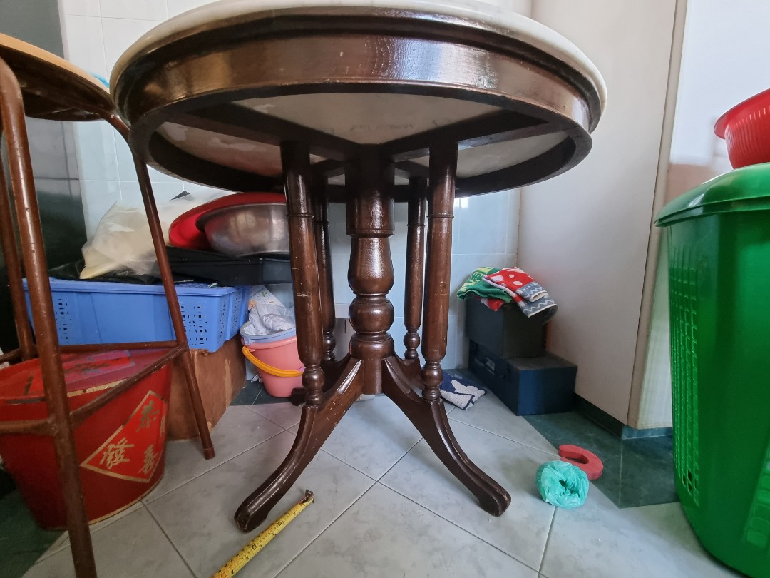 Old kopitiam dining table, Furniture & Home Living, Furniture, Tables ...