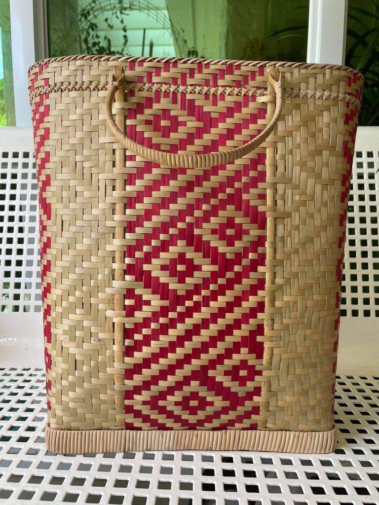 Pink bamboo bayong from Palawan, Women's Fashion, Bags & Wallets, Tote ...