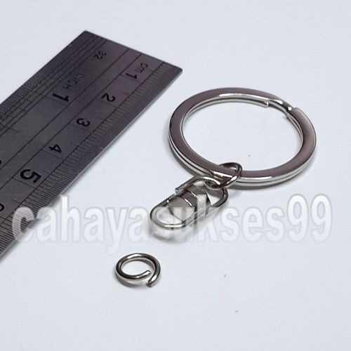 Ring Gantungan Kunci Bulat 3cm Bahan Tebal Gepeng Pipih Rantai Putar ...