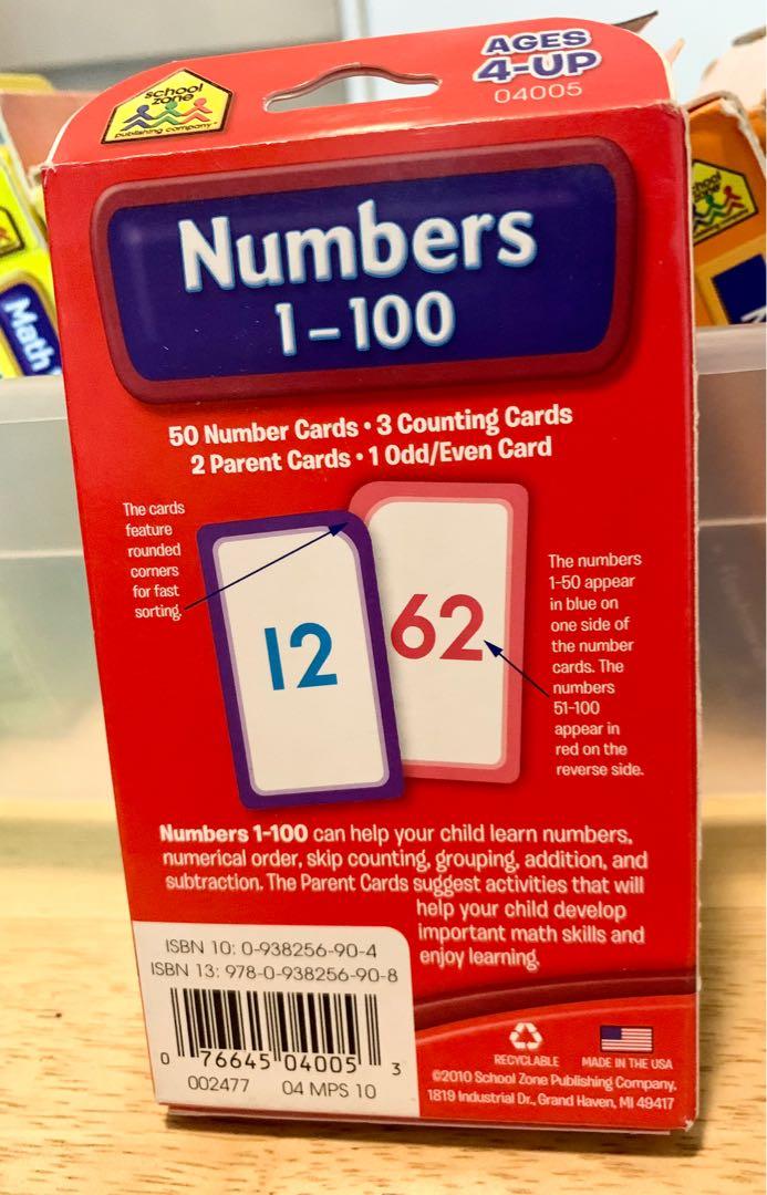 School Zone - Numbers 1-100 Flash Cards - Ages 4 and Up, Numbers 1-100 ...