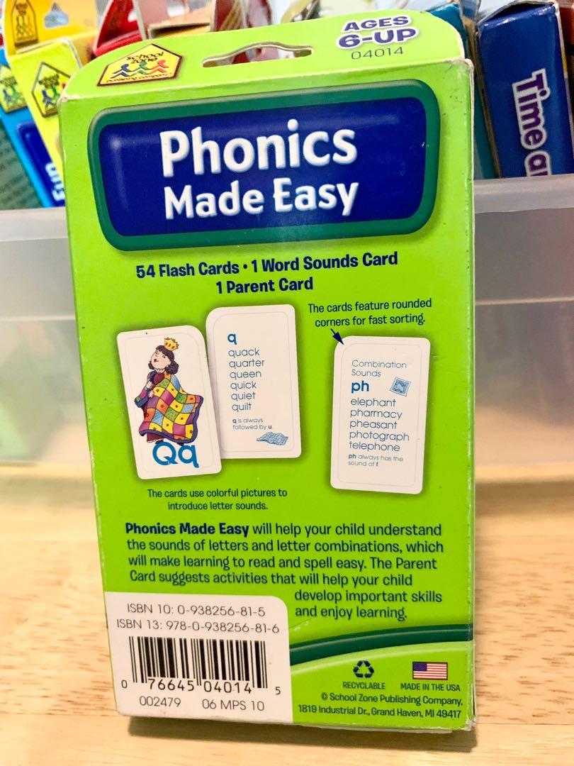 School Zone - Phonics Made Easy Flash Cards - Ages 6 and Up, Preschool ...