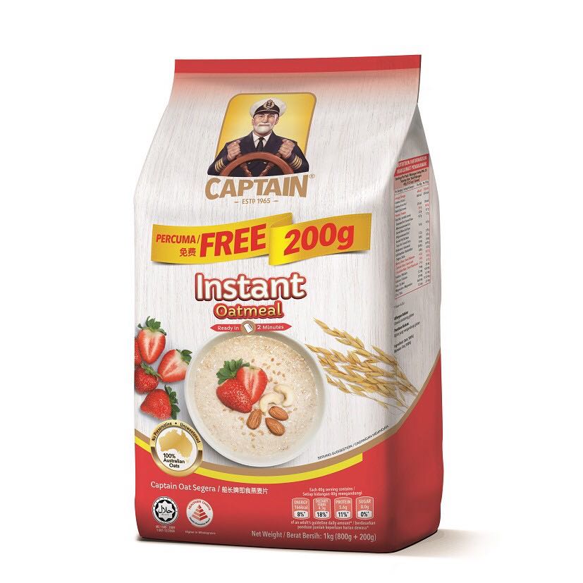 Captain Oats Instant Oatmeal Red 800G+200G, Food & Drinks, Packaged ...