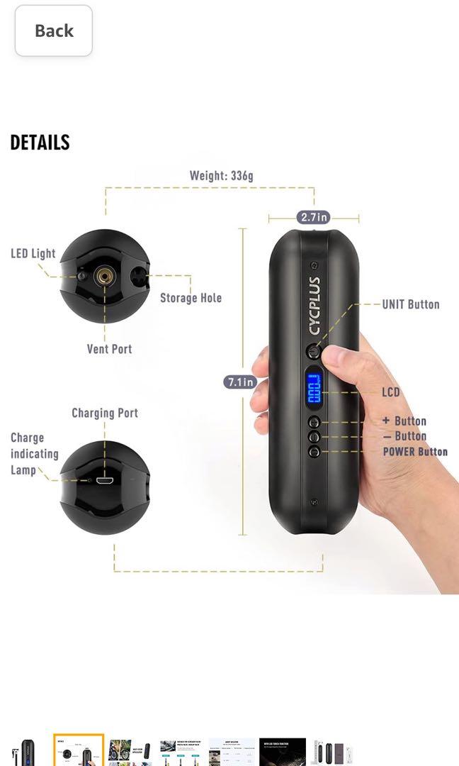CYCPLUS A3 Tire Pump Electric 150PSI Air Inflator Cordless Compressor ...
