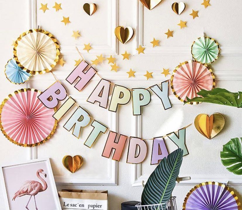 “Happy birthday” string party banner, Hobbies & Toys, Stationery ...
