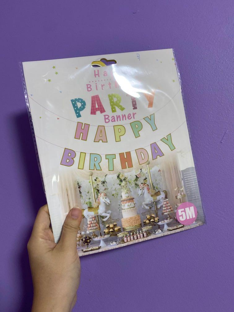 “Happy birthday” string party banner, Hobbies & Toys, Stationery ...