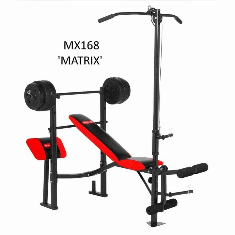Matrix MX-168 Weight Bench with 80LBS Barbell Set, Sports Equipment ...