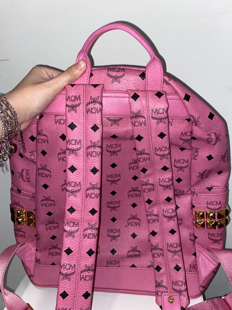 MCM Hot Pink studded stark leather backpack, Luxury, Bags & Wallets on ...