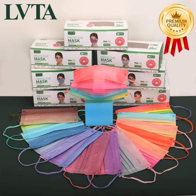 OMBRE LVTA MASK 3 Layer 30pcs/box GRADIENT COLOURS, Health & Nutrition ...