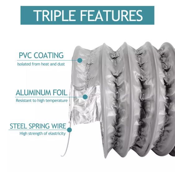 Portable aircon, dryer, washer and kitchen hood aluminum foil pvc hose ...