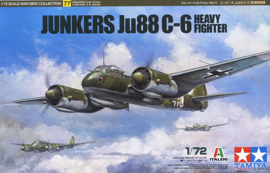 田宮Tamiya [60777] 1/72 WB Junkers Ju88 C-6 Heavy Fighter, 興趣及遊戲, 玩具 & 遊戲 ...
