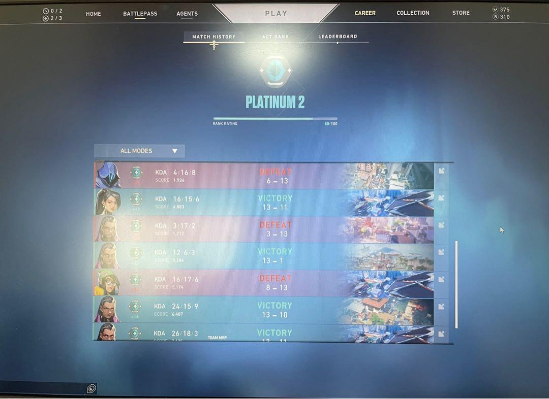 310 Radianite Points Valo Plat 2 Acc, Video Gaming, Gaming Accessories ...