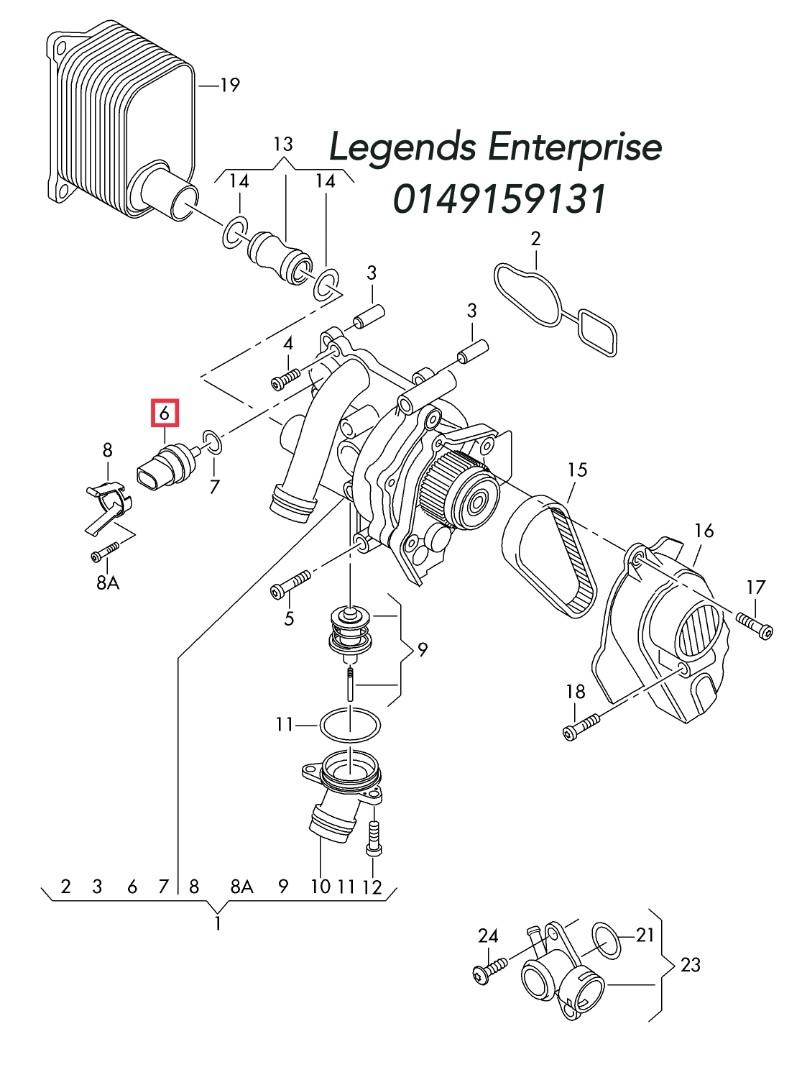 Genuine Volkswagen Audi Engine Coolant Temperature Sensor - 2 Pin ...
