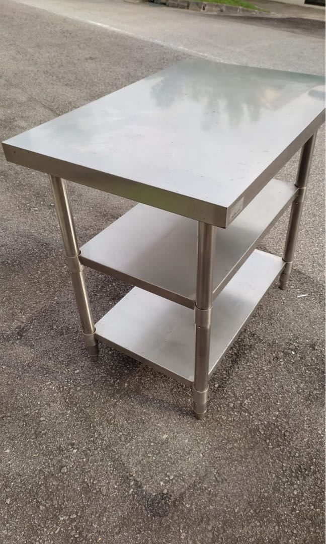 3-tier stainless steel work table & shelves, Furniture & Home Living ...
