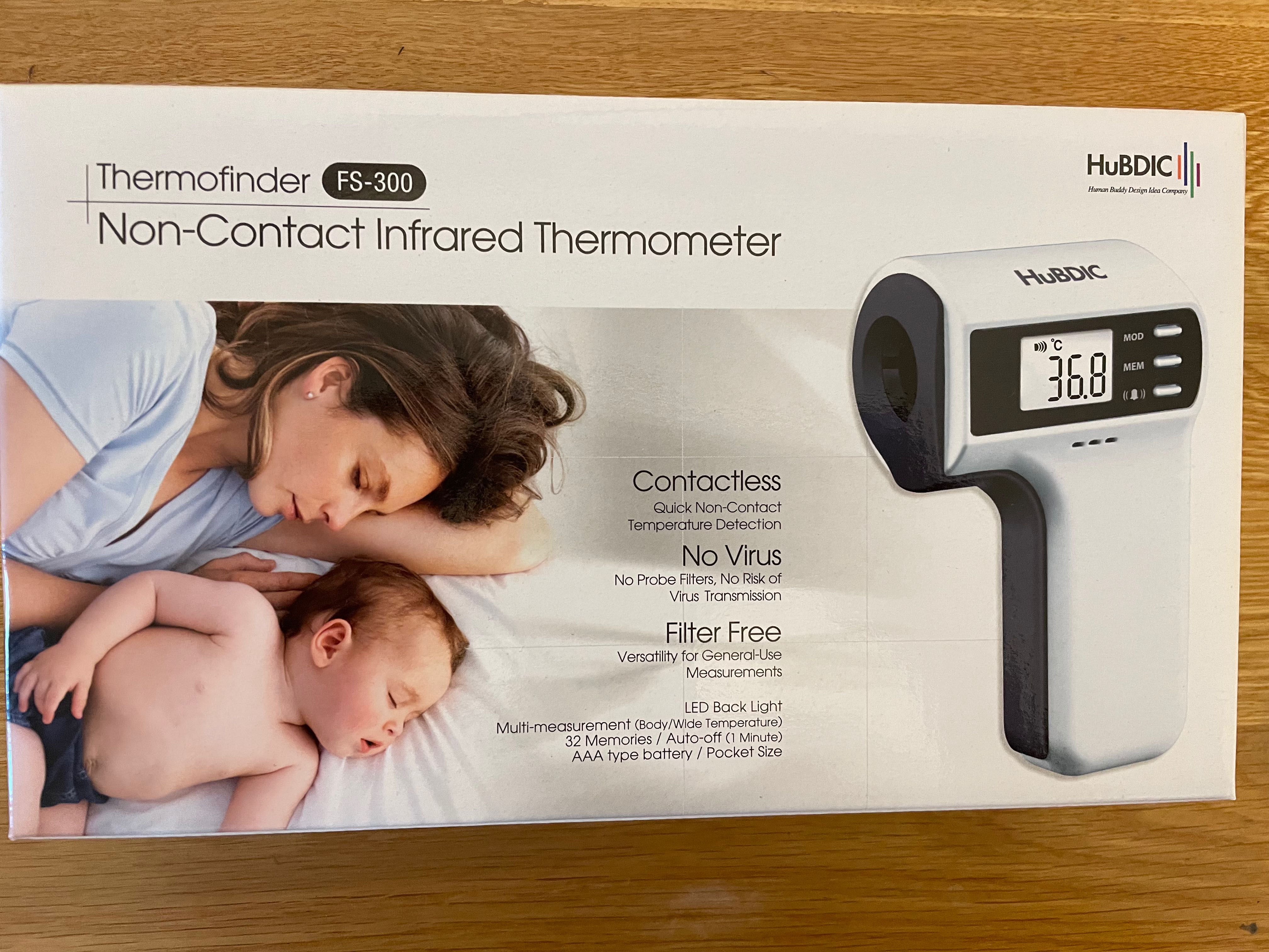 HuBDIC FS-300紅外線額溫計 Non- Contact Infrared Thermometer, 健康及營養食用品, 溫度計 ...