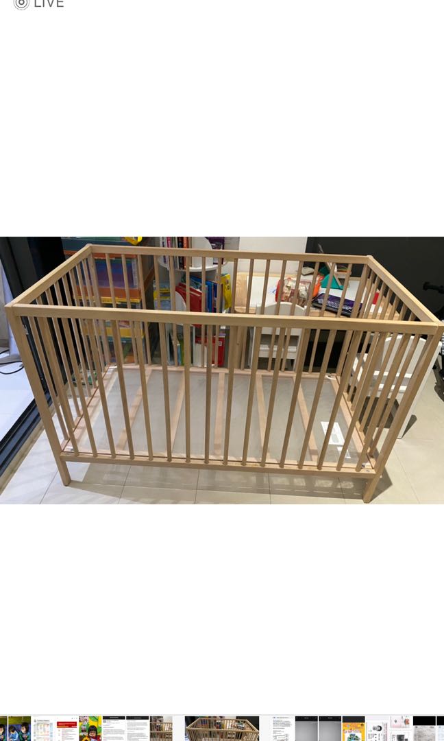 IKEA SNIGLAR Cot, beech60x120 cm, Babies & Kids, Baby Nursery & Kids ...