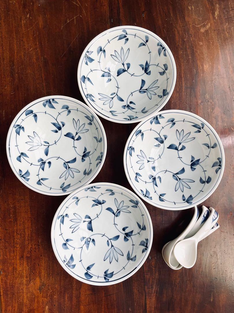 Japanese Donburi bowl with matching spoon (set of 4), Furniture & Home ...