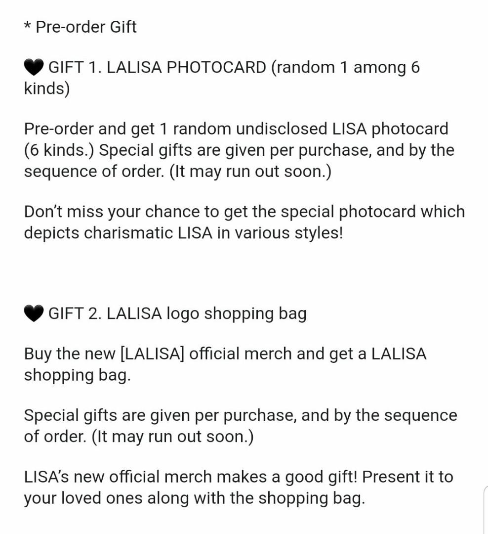LALISA OFFICIAL SOLO MERCH Weverse MD, Hobbies & Toys, Memorabilia ...