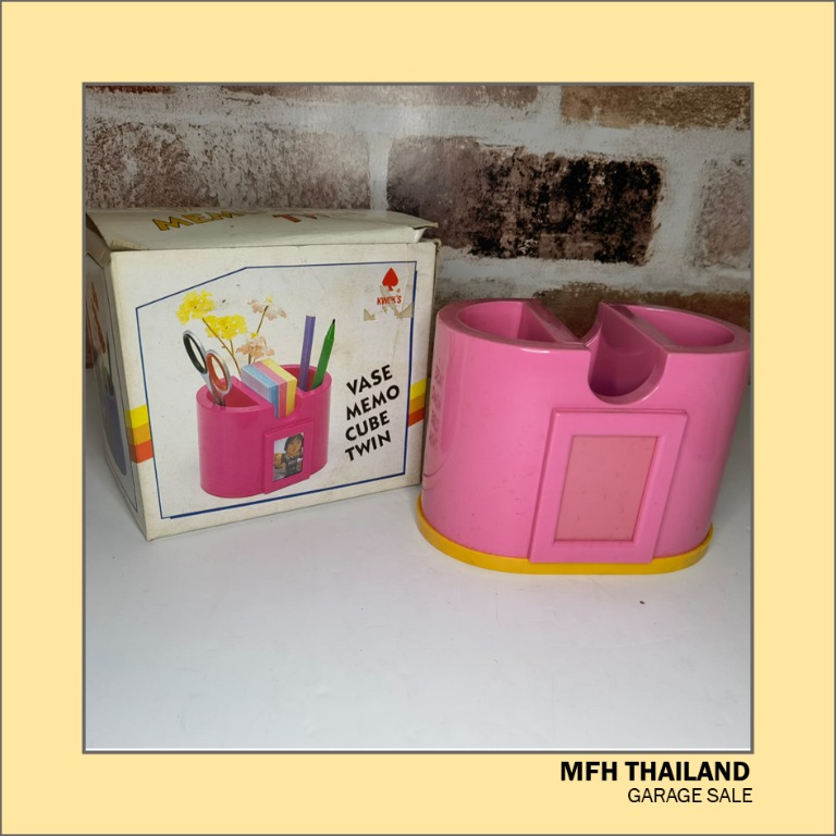 Pink Round Stationery holder (Vase Memo Cube), Hobbies & Toys ...