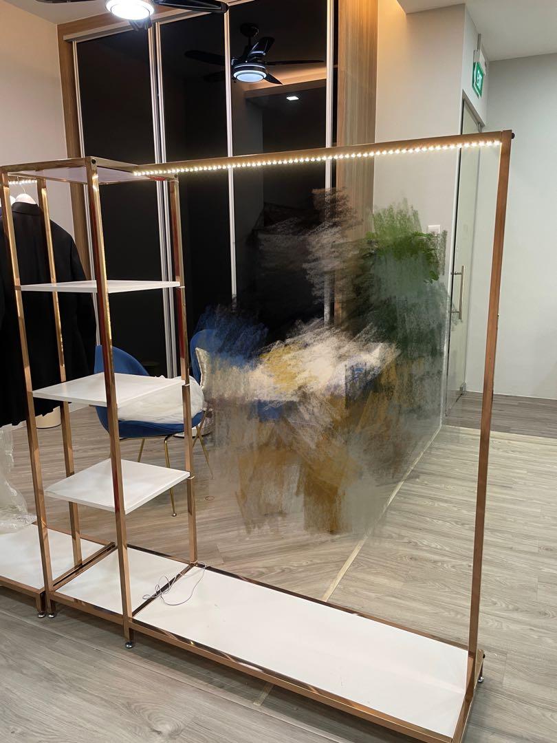 Retail shop display metal clothing rack shelf with led light, Furniture ...