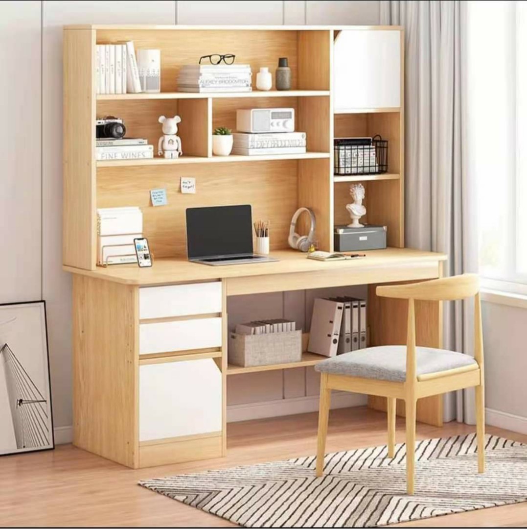 SPACE SAVER BIG SIZE COMPUTER TABLE WITH SHELVES & DRAWER 120X45X132 ...