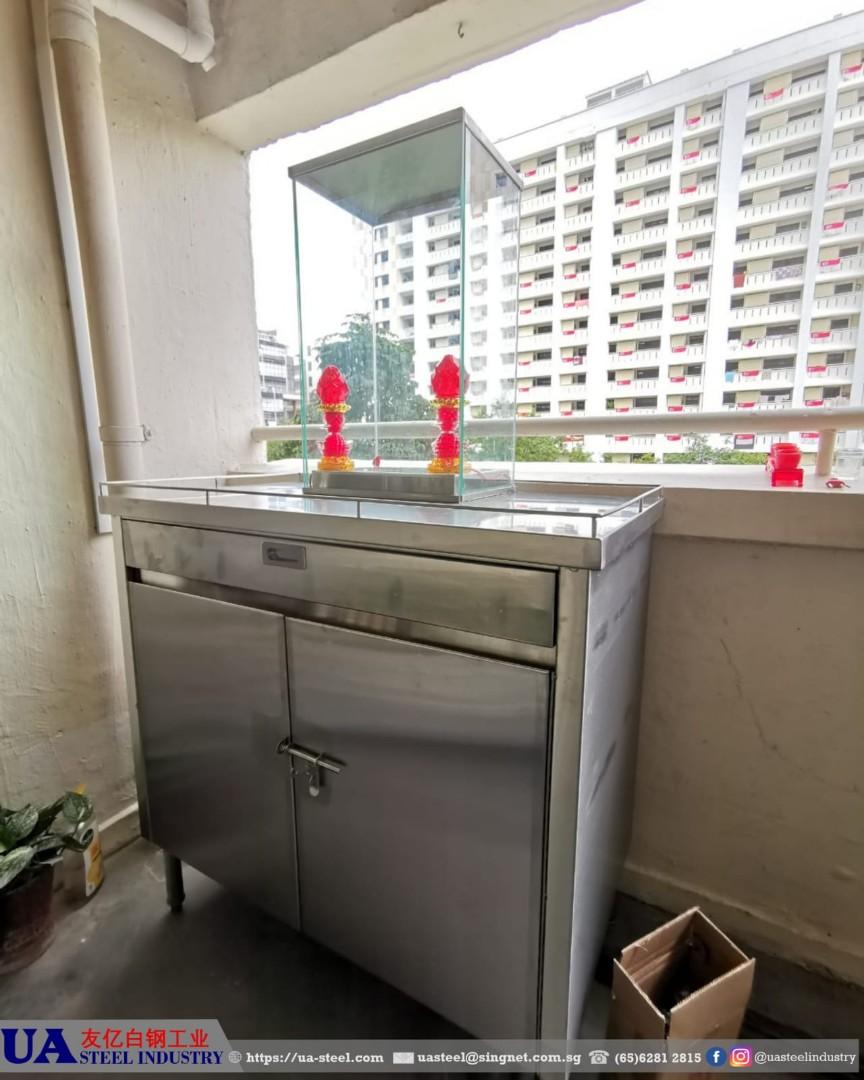 Customised Stainless Steel Altar Cabinet w/ Glass Box Up, Furniture ...