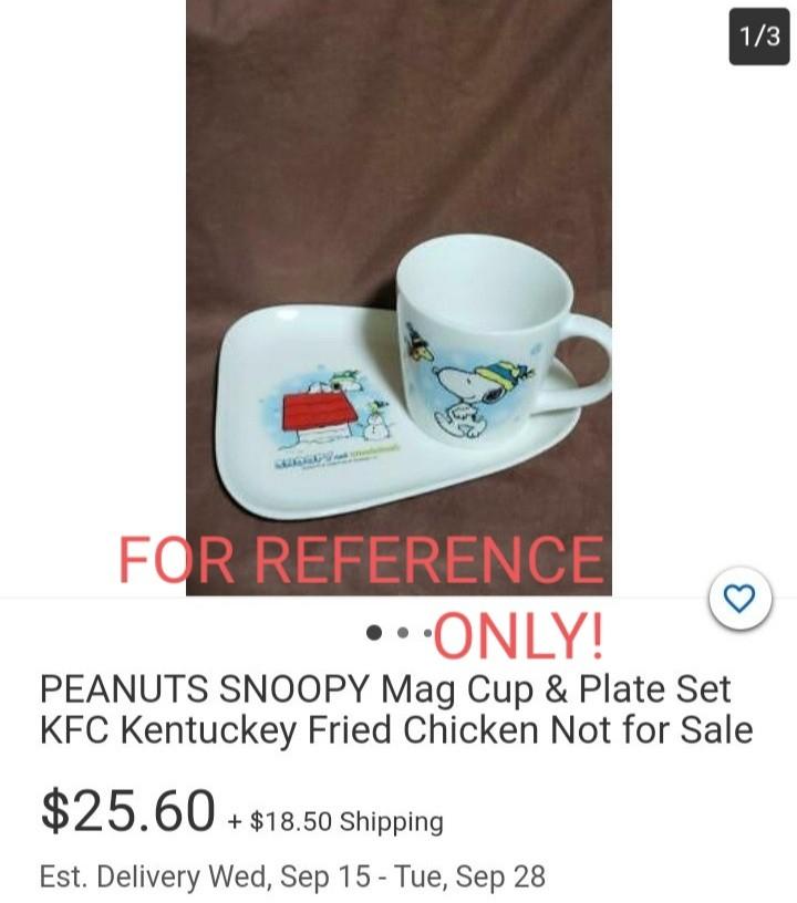 Vintage SNOOPY PEANUTS* KFC Novelty Saucer CoasterPlate and Snoopy Mug ...