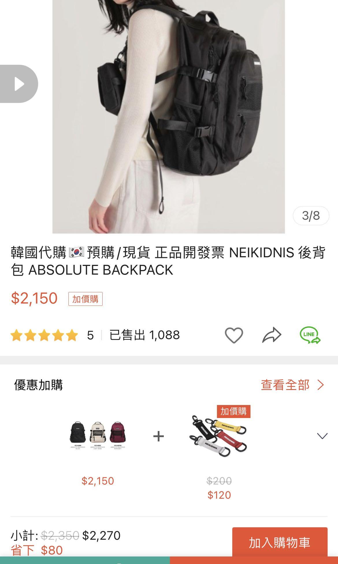 韓國正品 NEIKIDNIS MESH STRING BACKPACK 後背包, 她的時尚, 包包與錢包, 背包在旋轉拍賣