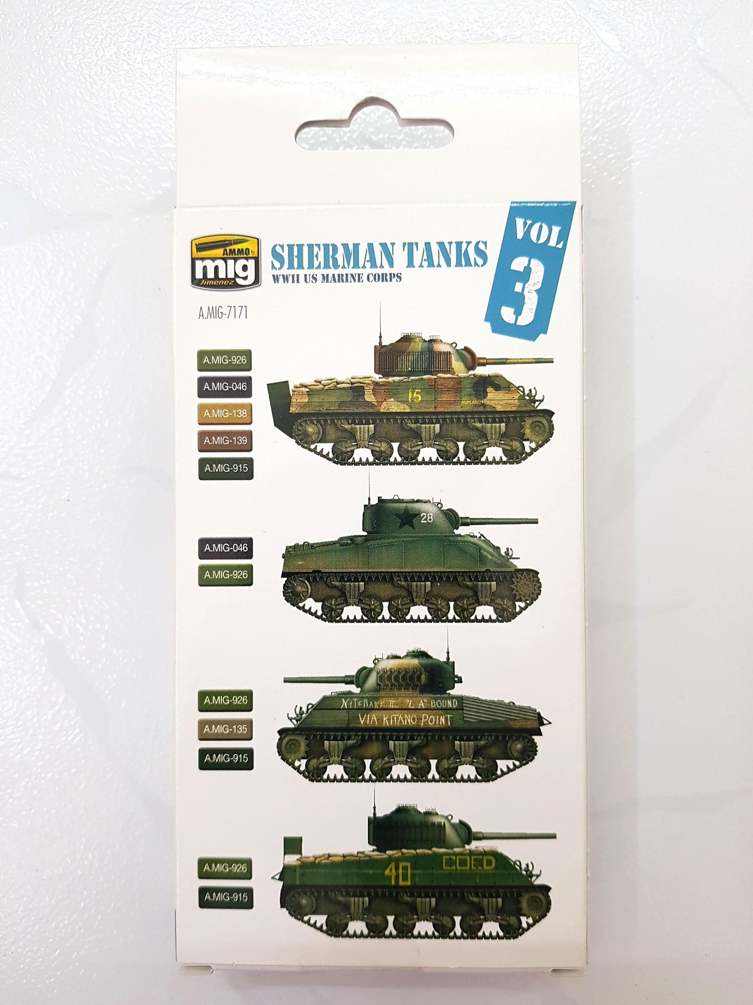 Acrylic Paint Colours #A.MIG7171 Volume 3 for Allied WW2 US Sherman ...