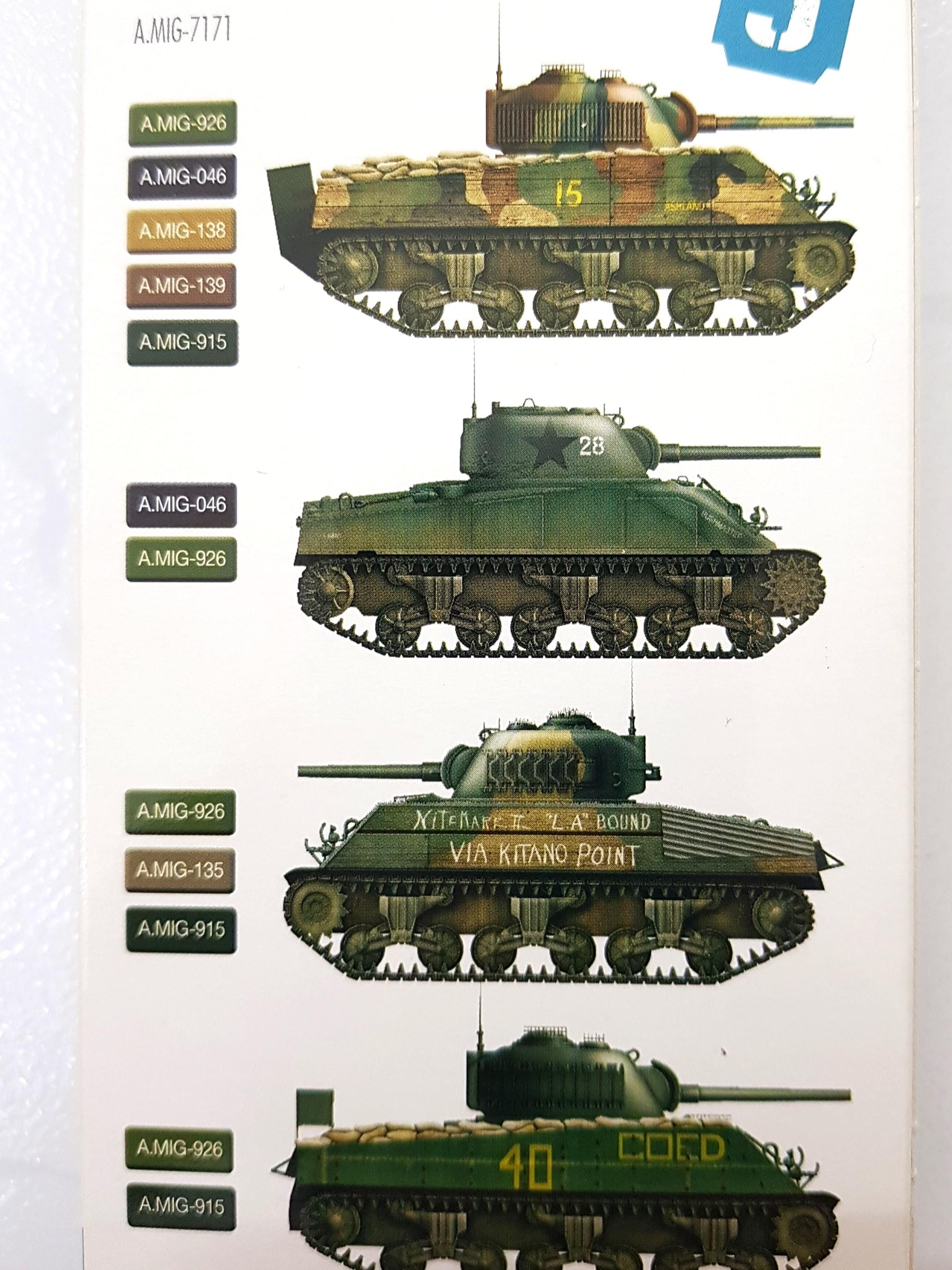 Acrylic Paint Colours #A.MIG7171 Volume 3 for Allied WW2 US Sherman ...