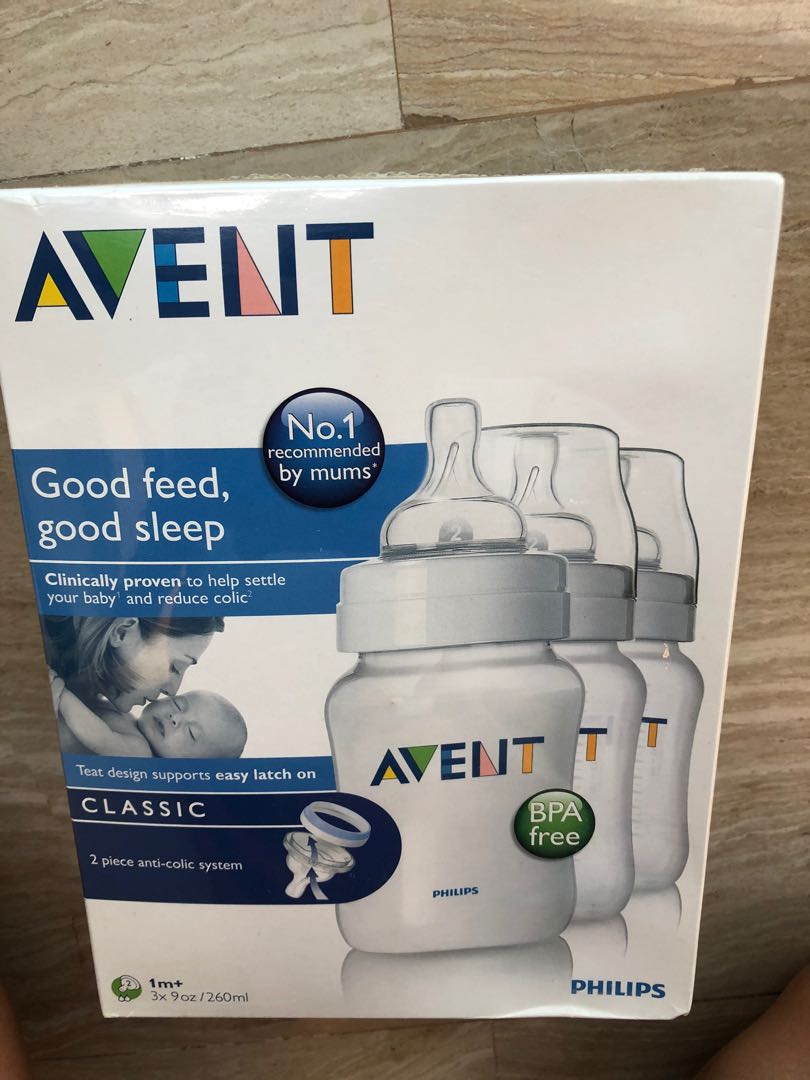 Avent Classic Milk bottles 260ml x 3, Babies & Kids, Nursing & Feeding ...