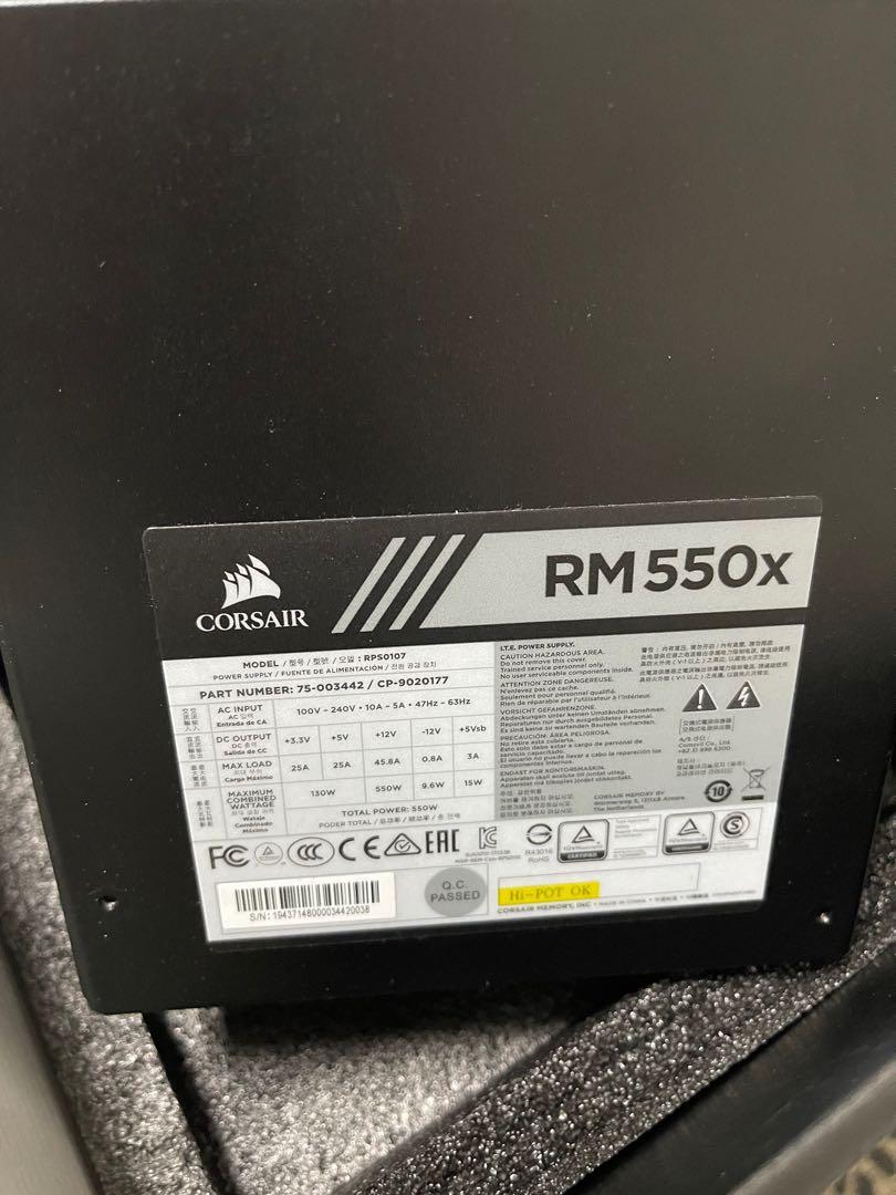 Corsair RMx Series™ RM550x 80 PLUS Gold Fully Modular ATX Power Supply ...