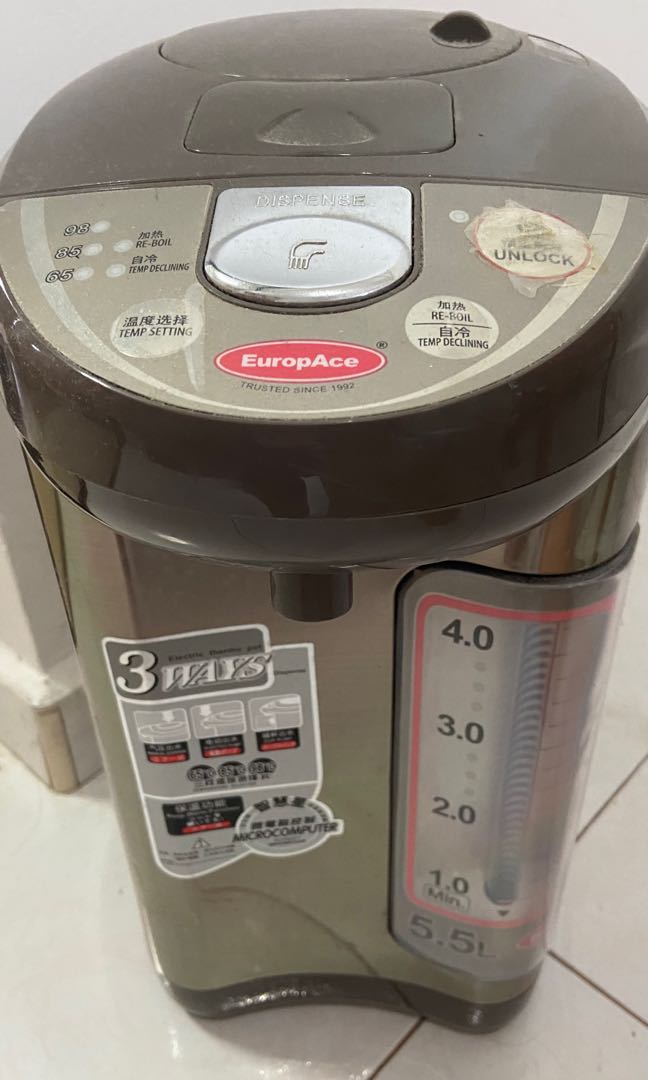 EuropAce Hot Water Dispenser 5.5L Electric Airpot, TV & Home Appliances ...