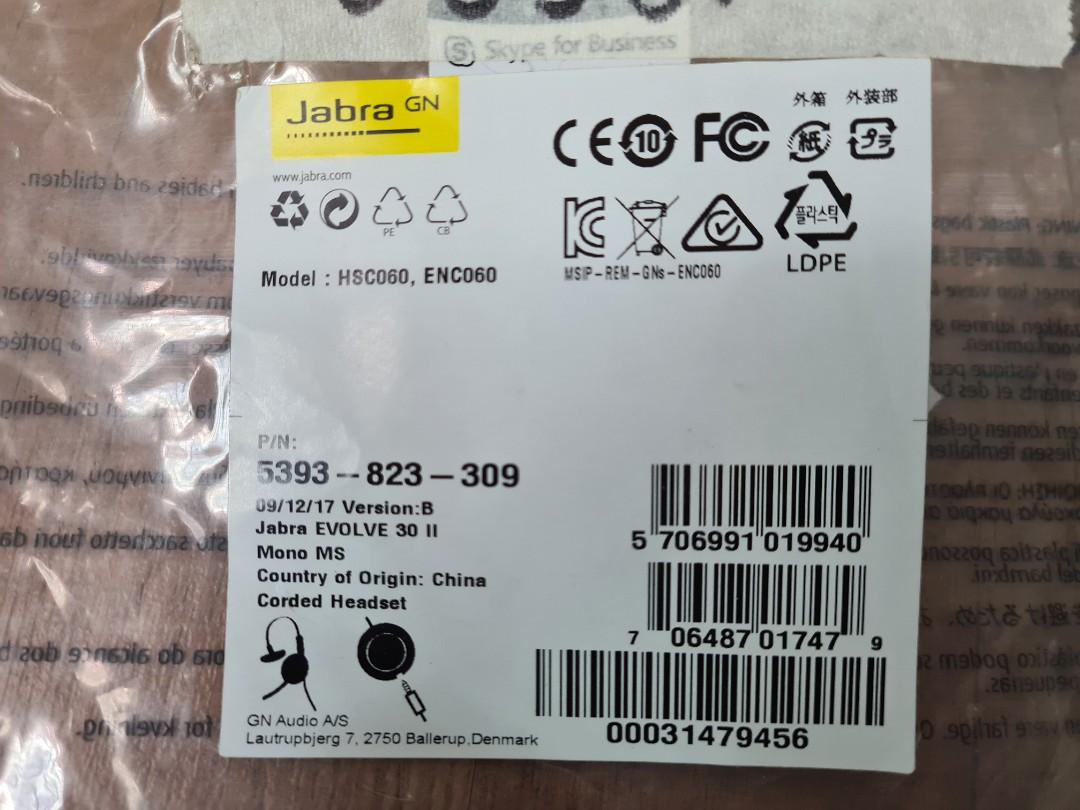Jabra Evolve 30 II 5393-823-309 Mono HSC060, ENC060., Audio, Headphones ...