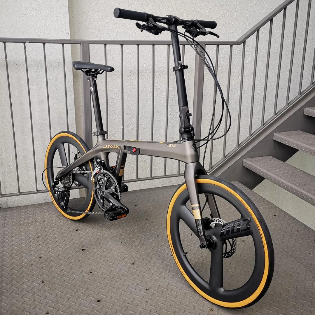 JAVA aira carbon folding bike - upgraded aero trispoke + gumwall tyre ...